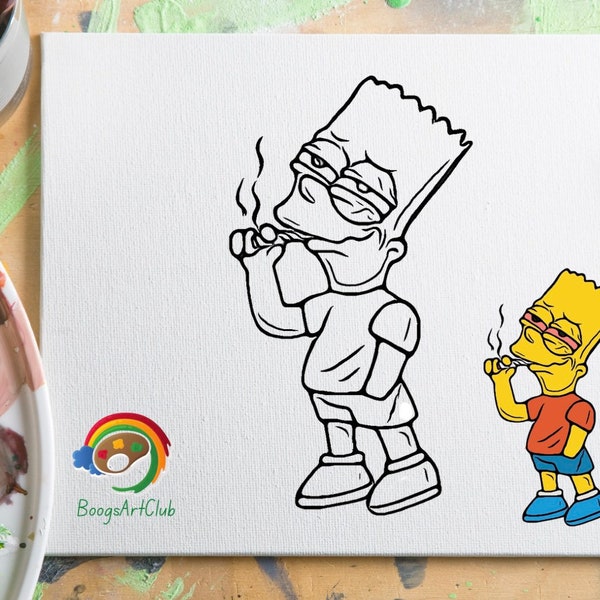 Bart Simpson Smoking Canvas - Etsy