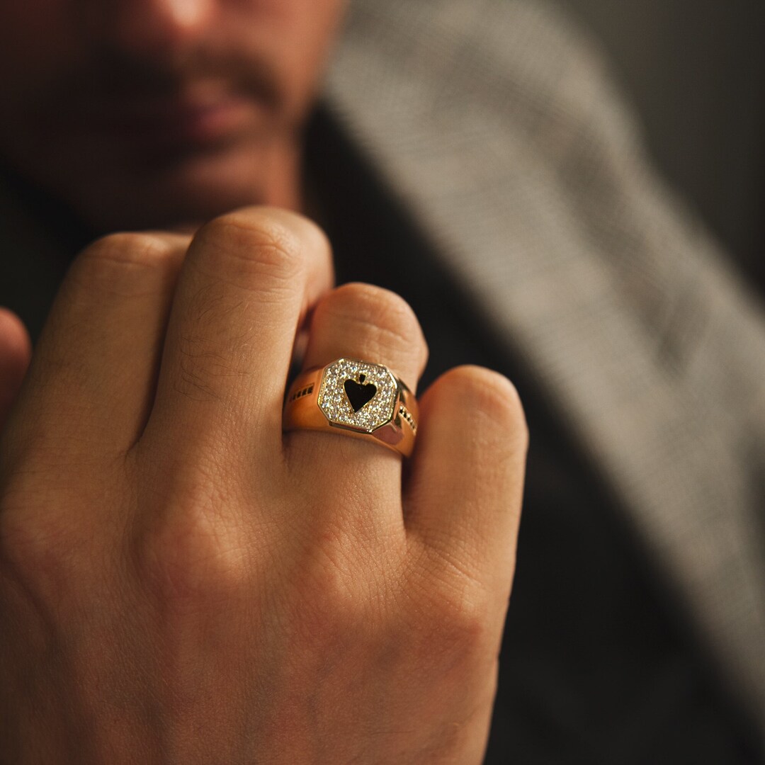 14K Solid Gold Spades Poker Ring Poker Card Ring Casino Game - Etsy