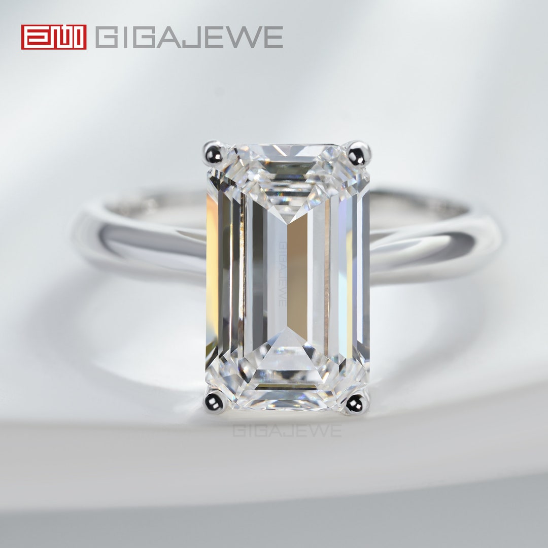 GIGAJEWE Emerald Cut 3.0ct Lab Grown Diamond 14k/18k/platinum White ...