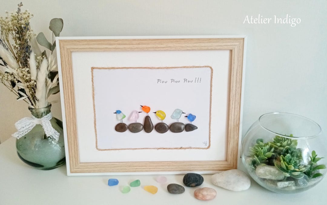LES PIOUS PIOUS Sea Glass and Pebble Frame Painting - Etsy