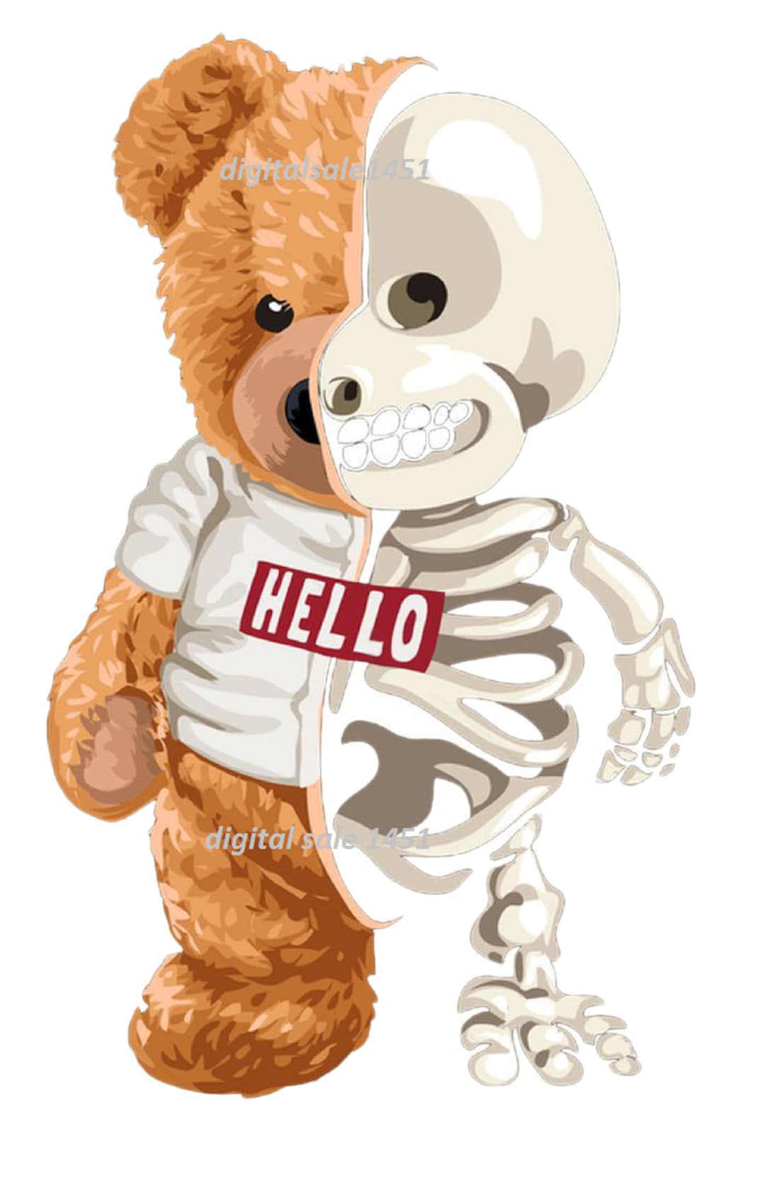 Teddy Bear Pnghello Teddy Beardigital Downloadhalf Skeleton - Etsy