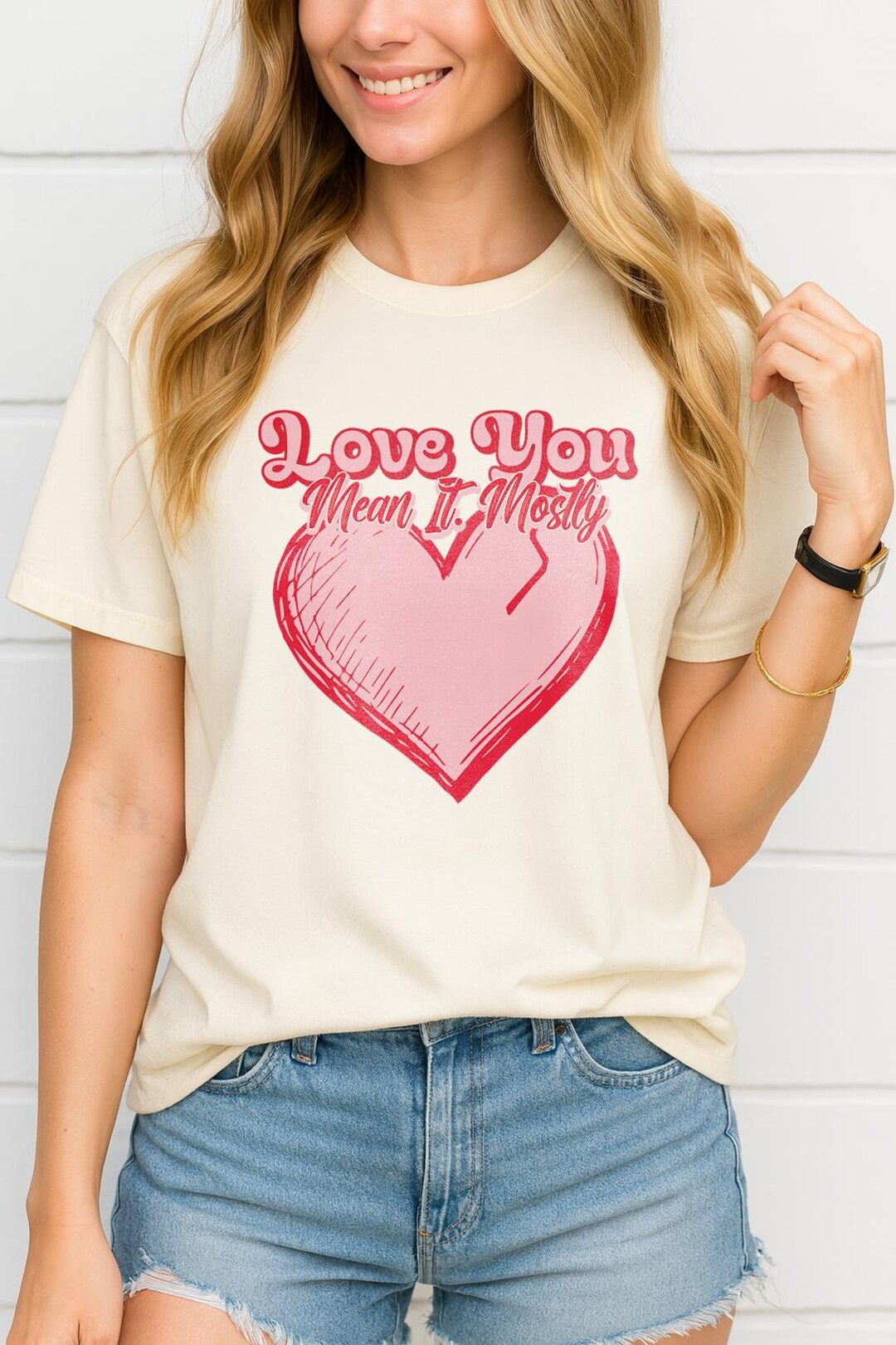 Sassy Valentine Shirt Design | Love You Mean It Mostly PNG (digital ...