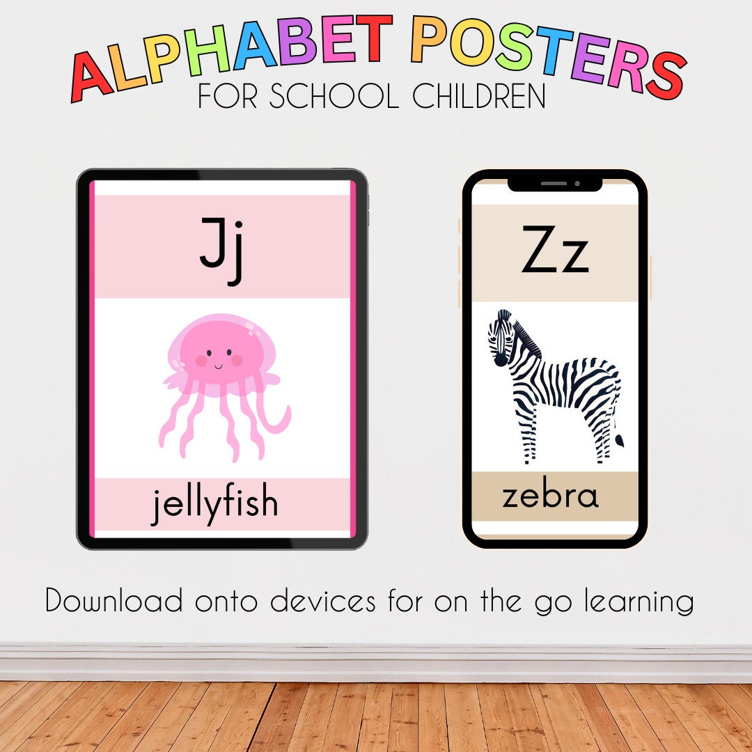 Alphabet Educational Poster for Children A-Z With Colourful Pictures ...