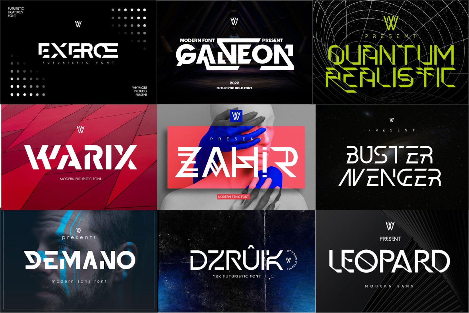 20 Futuristic Font Bundle Perfect for Cricut, Canva, Adobe, Branding ...