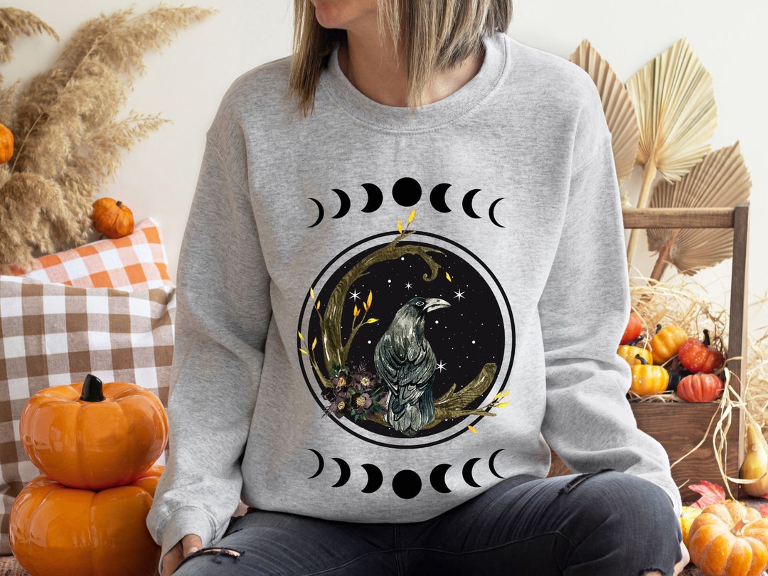 Crow Jumper-witchcore Clothing-mystical Sweater-gothic Sweater ...