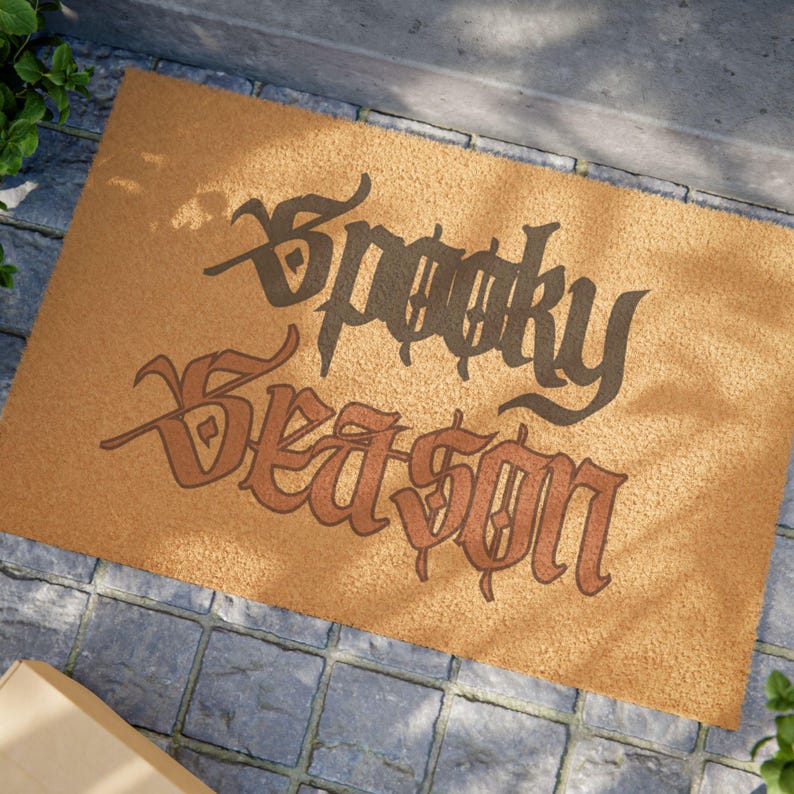 Spooky Season Gothic Text Halloween Doormat, Fall Doormat, Fall ...