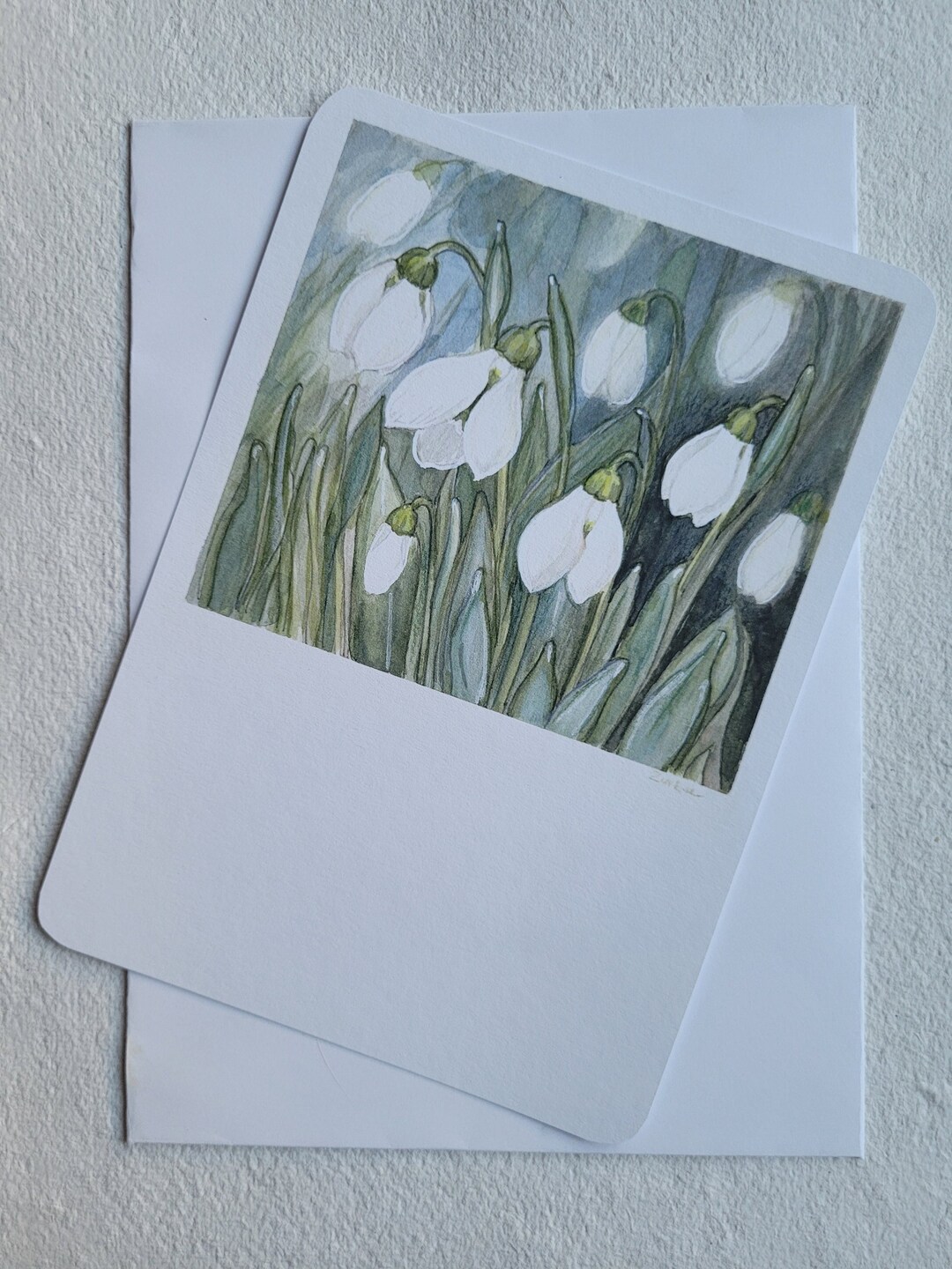 Snowdrops, Spring Flowers, White, Flowers, Greeting Card, Hand Painted ...