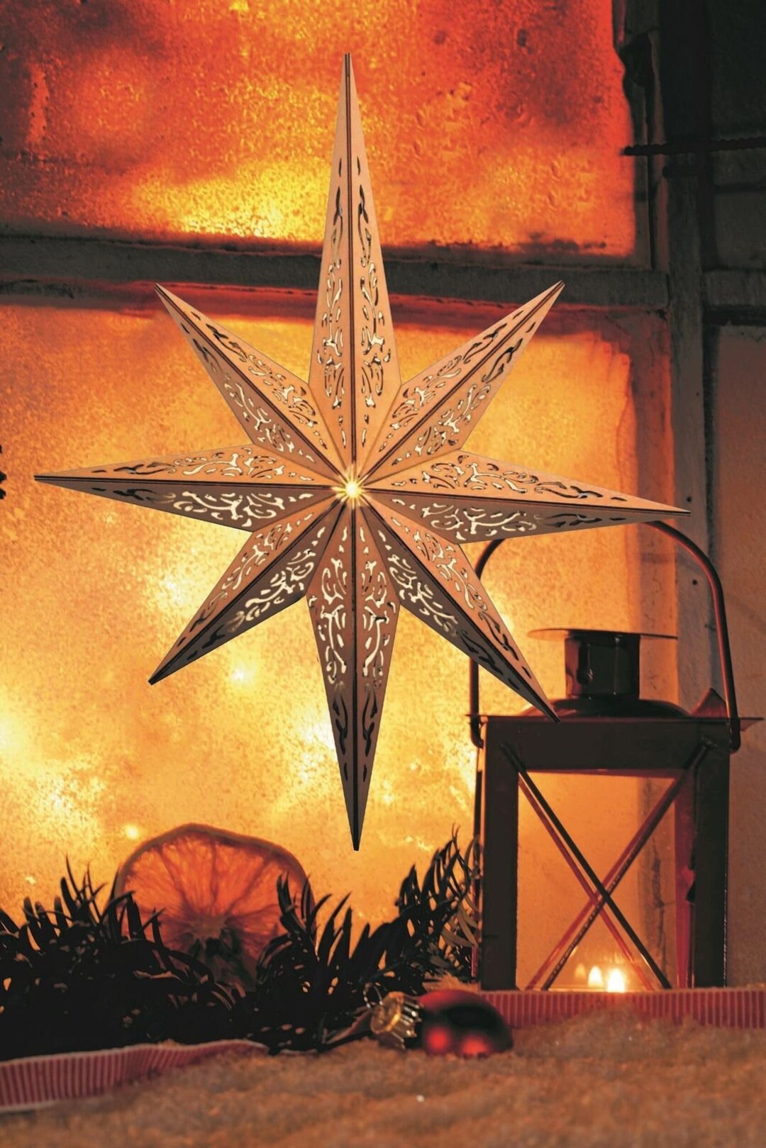 Wooden Star LED Star Made of Wood Illuminated With 10 Leds Wireless ...