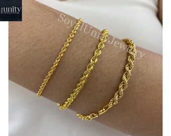 14k Gold Rope Bracelet - Etsy