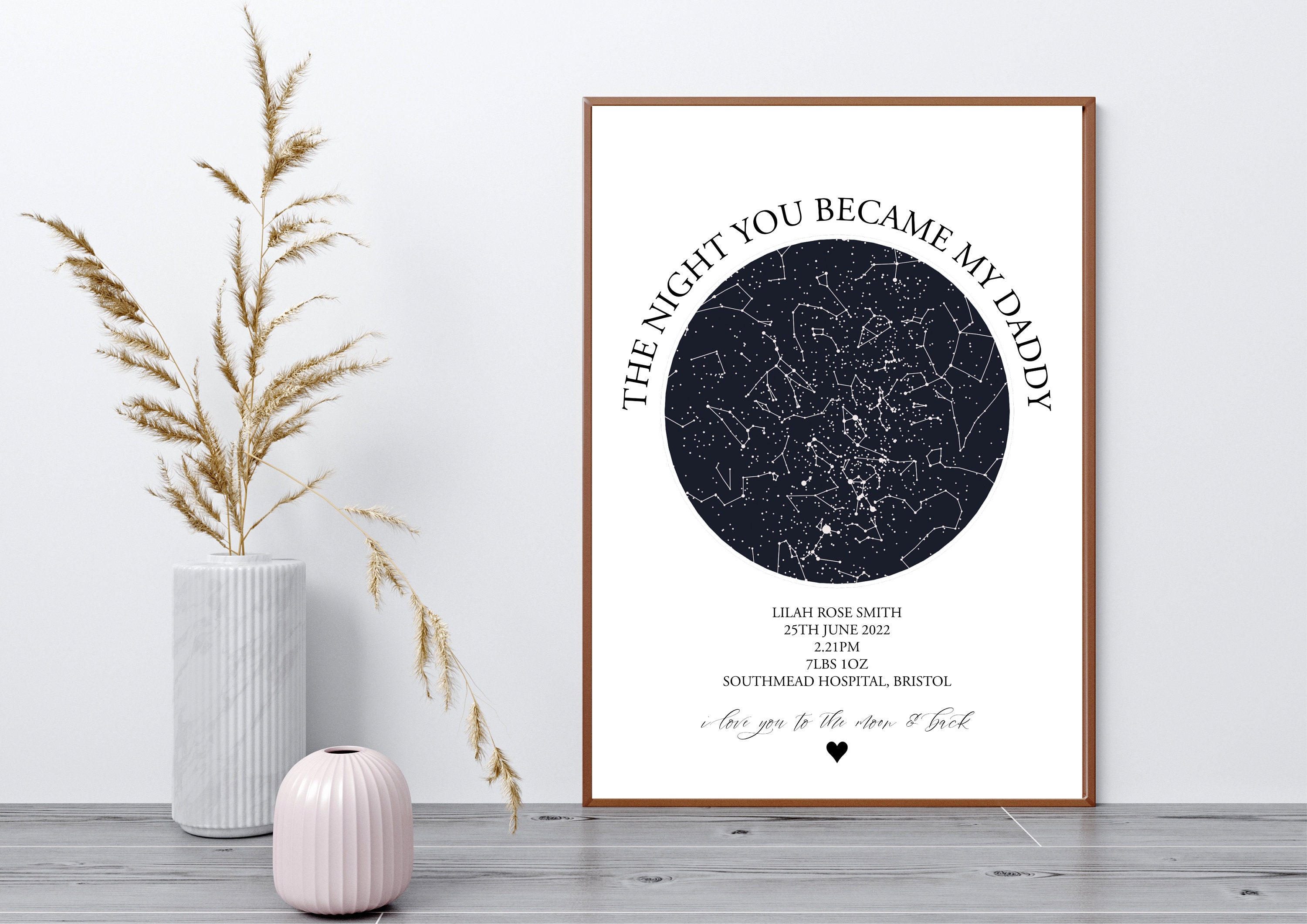 On the Night You Became My Daddy Star Map Print, Personalised Day You ...