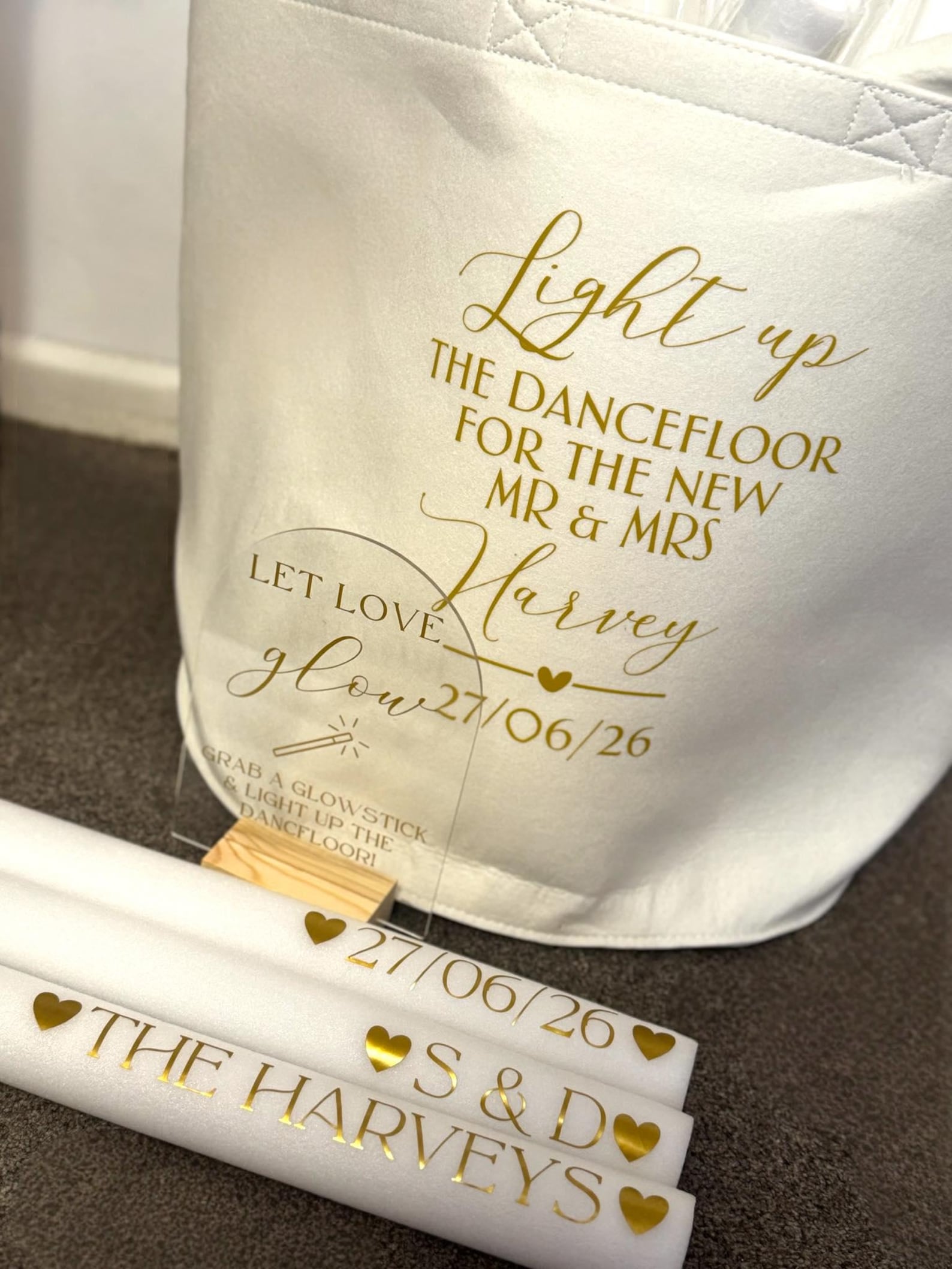 Light up the Dance Floor Glow Stick Trug Basket, Wedding Glow Sticks ...