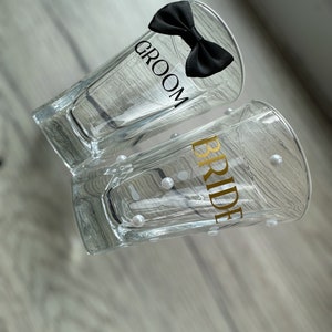 Bride and Groom Jumbo Shot Glasses, Wedding Favours, His and Hers, Mr ...