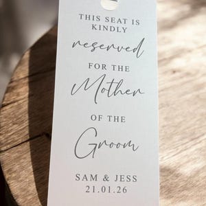 Personalised Reserved Seat Tags for Wedding, Reserved Seating Tag ...