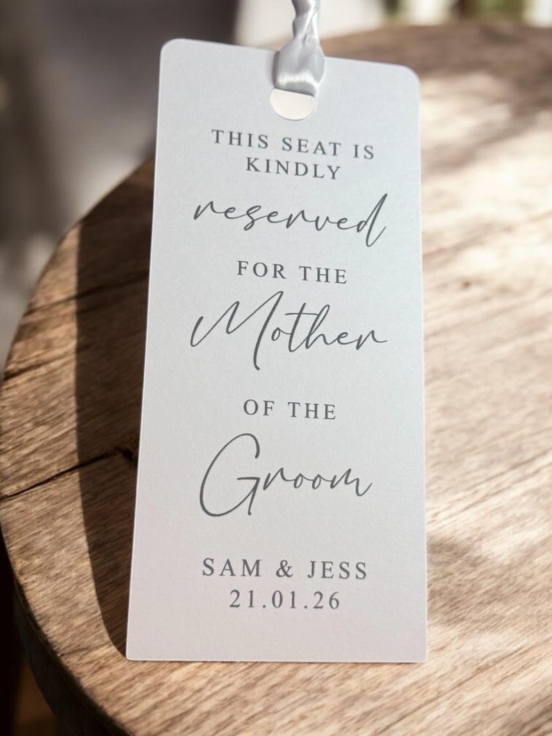 Personalised Reserved Seat Tags for Wedding, Reserved Seating Tag ...