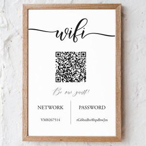Minimalist Wifi Sign With QR Code, Physical Download, Customisable Wifi ...