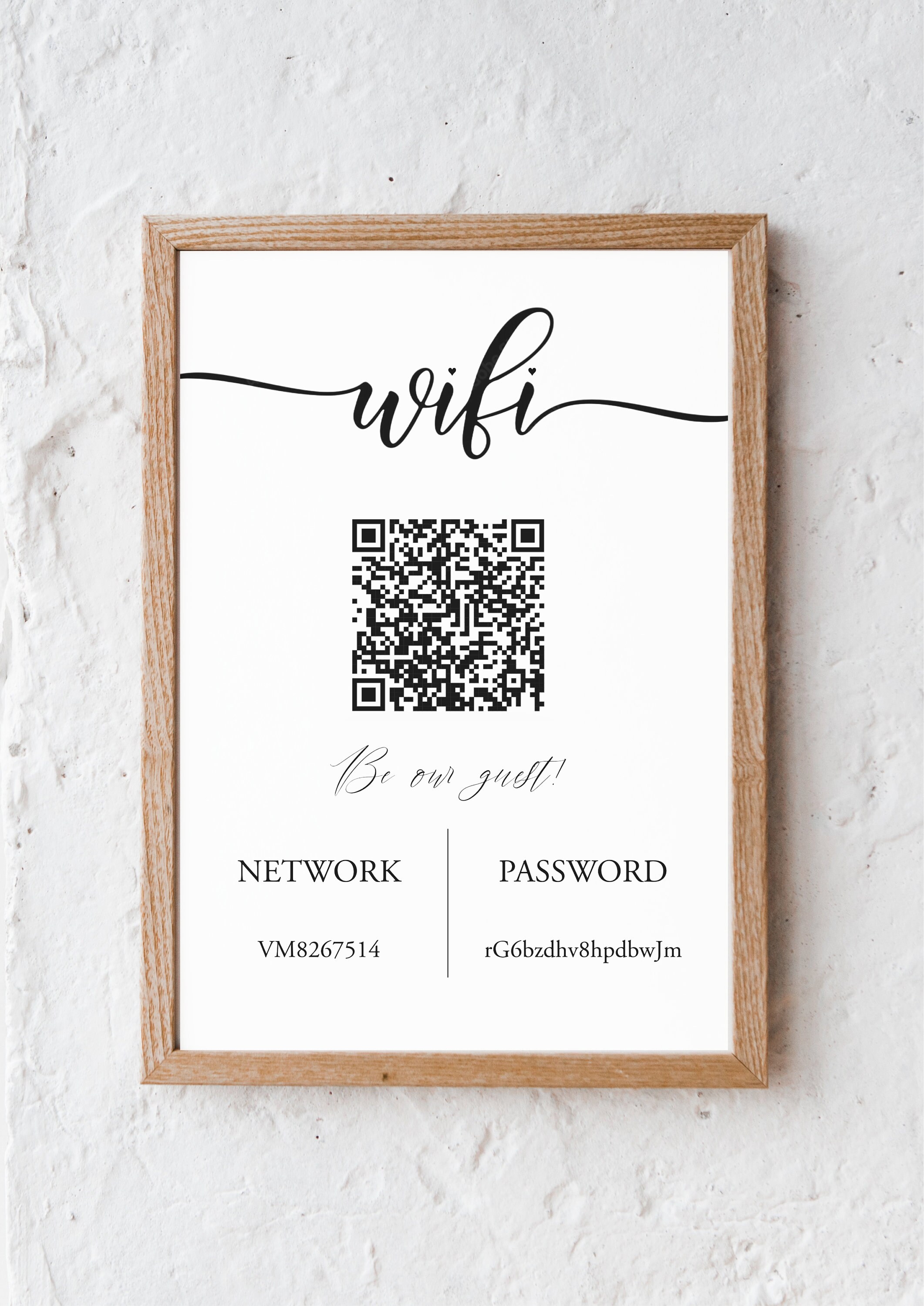 Minimalist Wifi Sign With QR Code, Digital Download, Personalisable ...