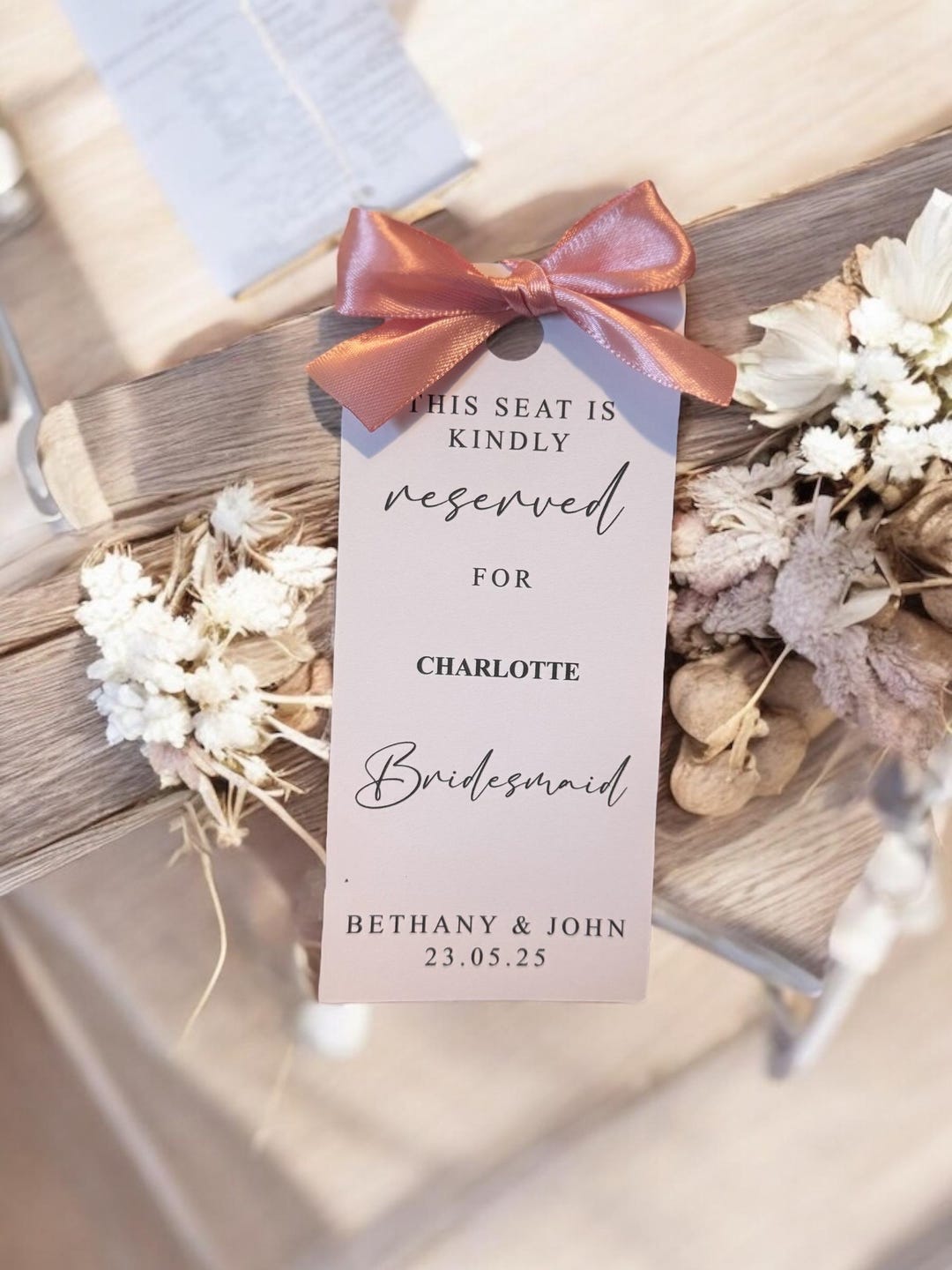 Personalised Reserved Seat Tags for Wedding, Reserved Seating Tag ...
