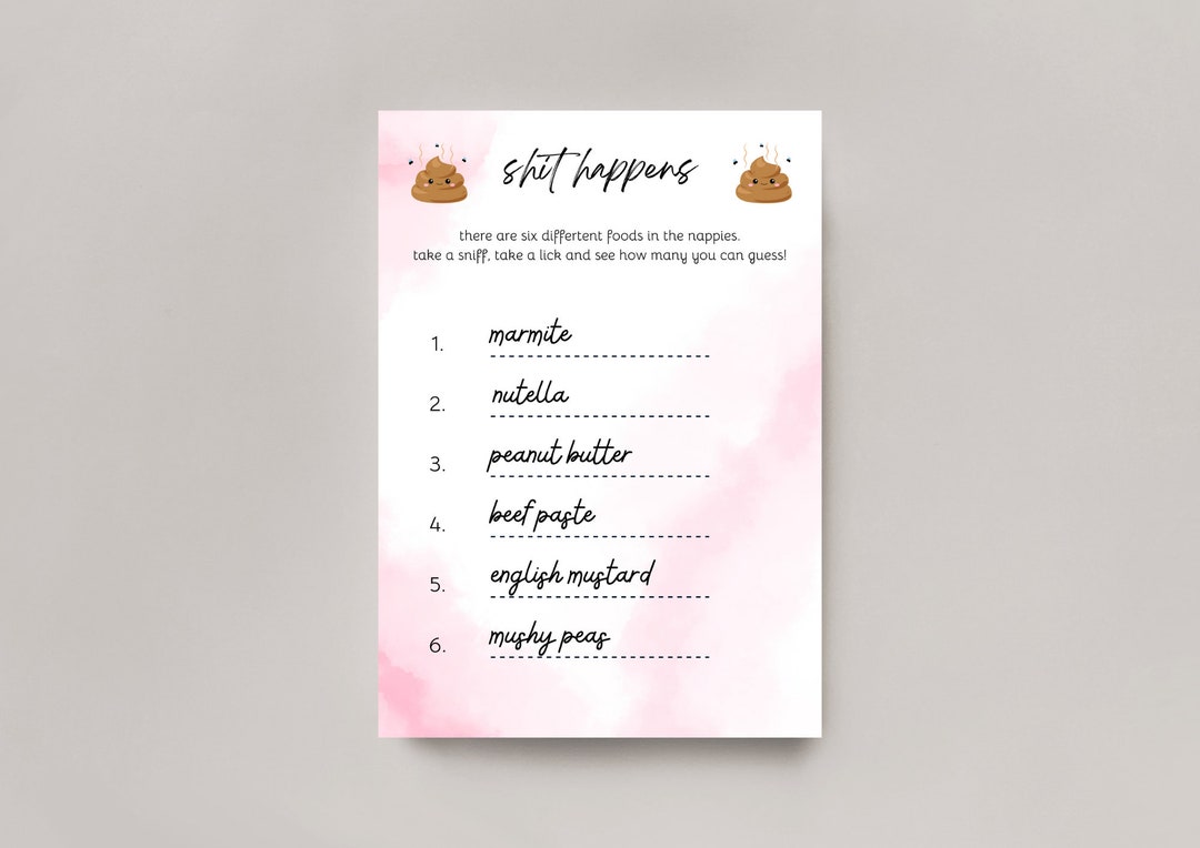 Shit Happens Baby Shower Game, Guess the Nappy, Baby Shower Questions ...