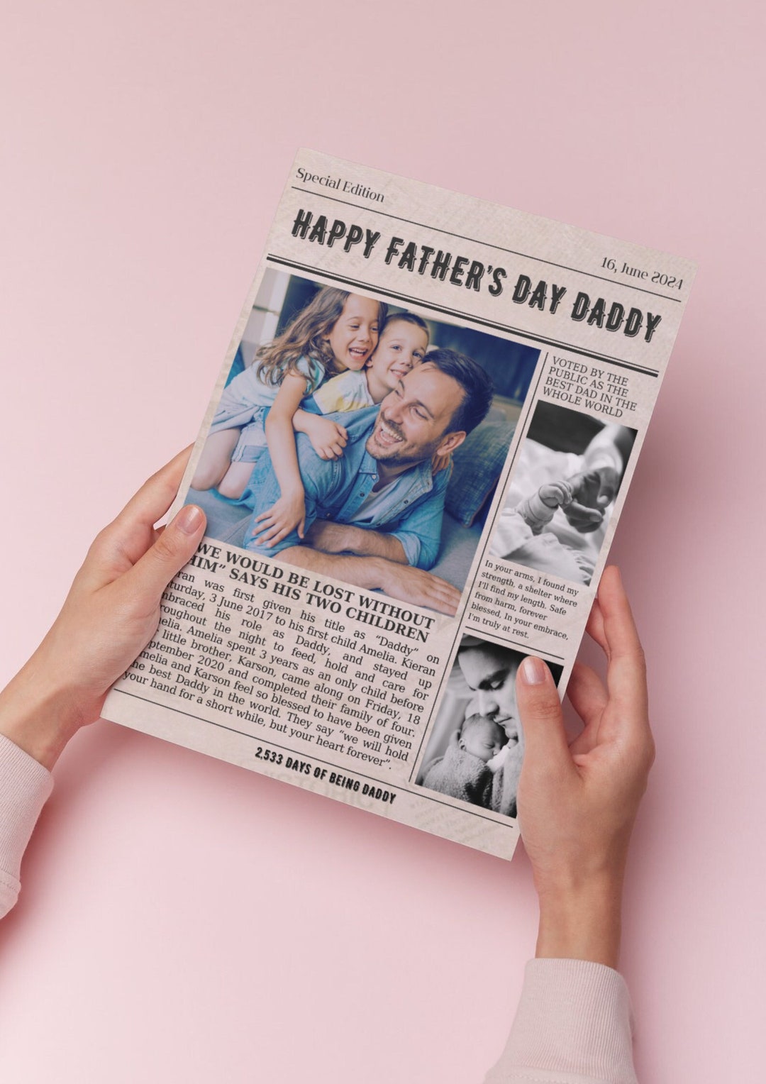 Personalised Father's Day Newspaper Print, Gift for Dad, Personalised ...