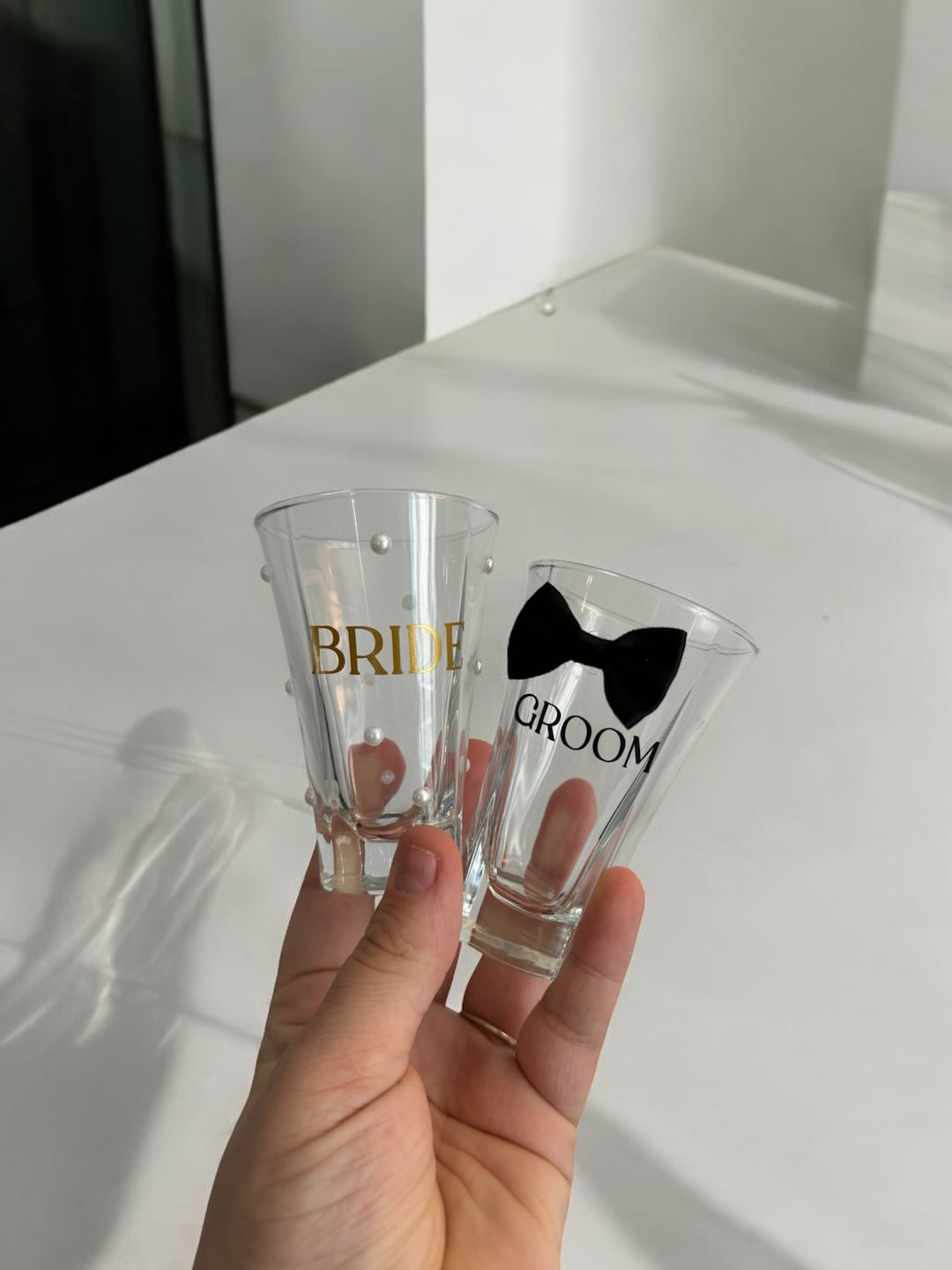 Bride and Groom Jumbo Shot Glasses, Wedding Favours, His and Hers, Mr ...
