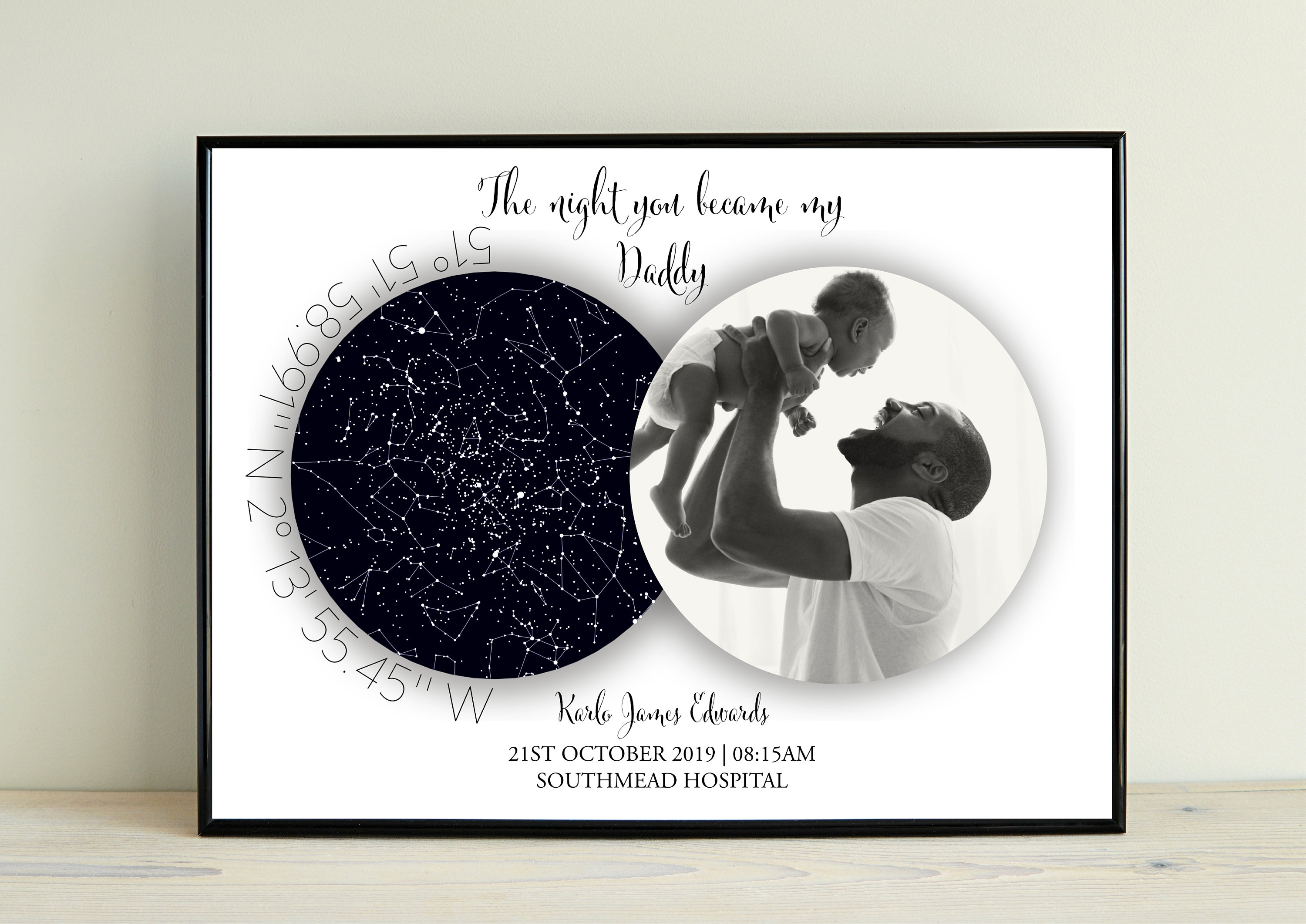 The Night You Became My Daddy, Star Map Print, Custom Print, Gift for ...