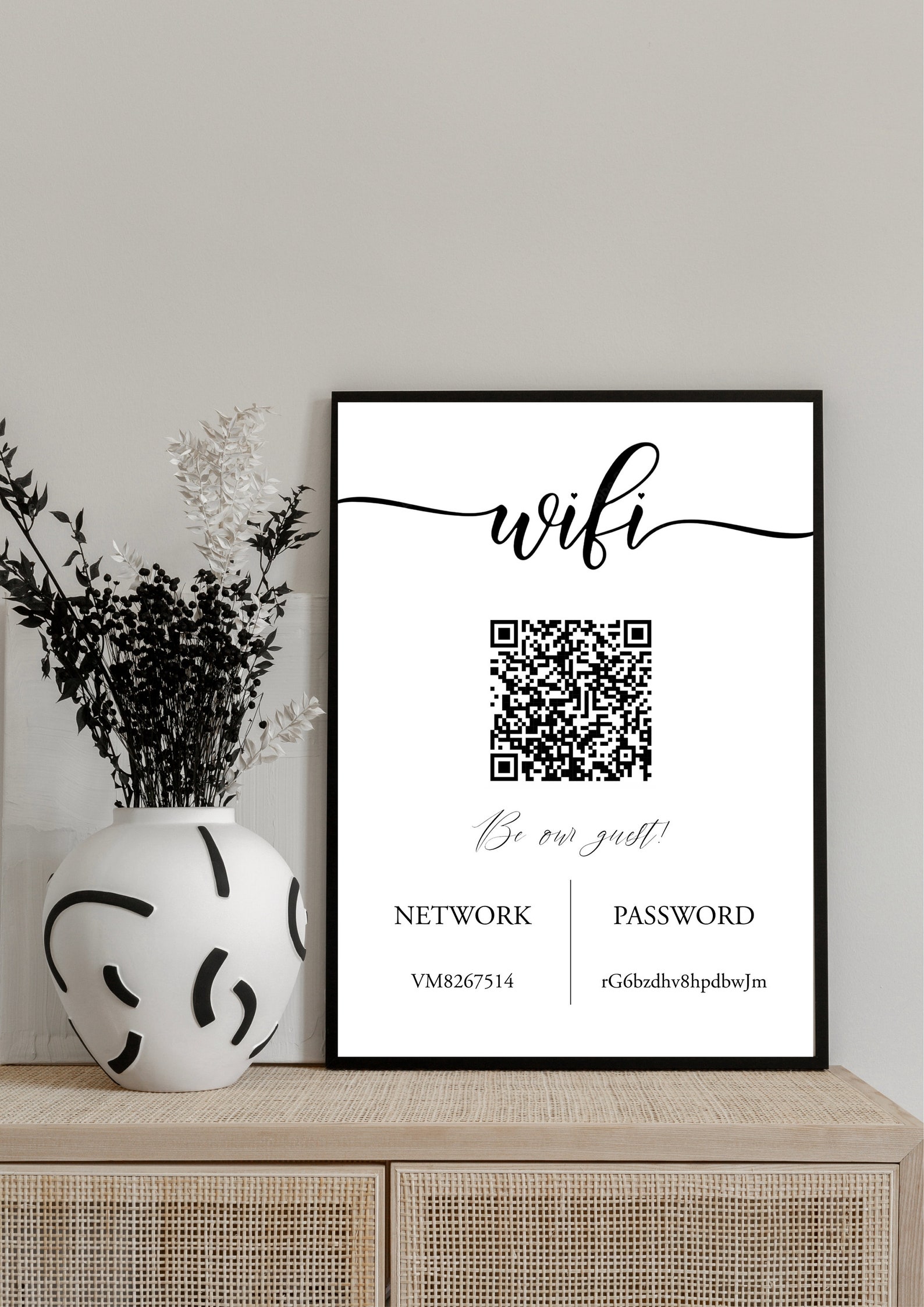 Minimalist Wifi Sign With QR Code, Digital Download, Personalisable ...