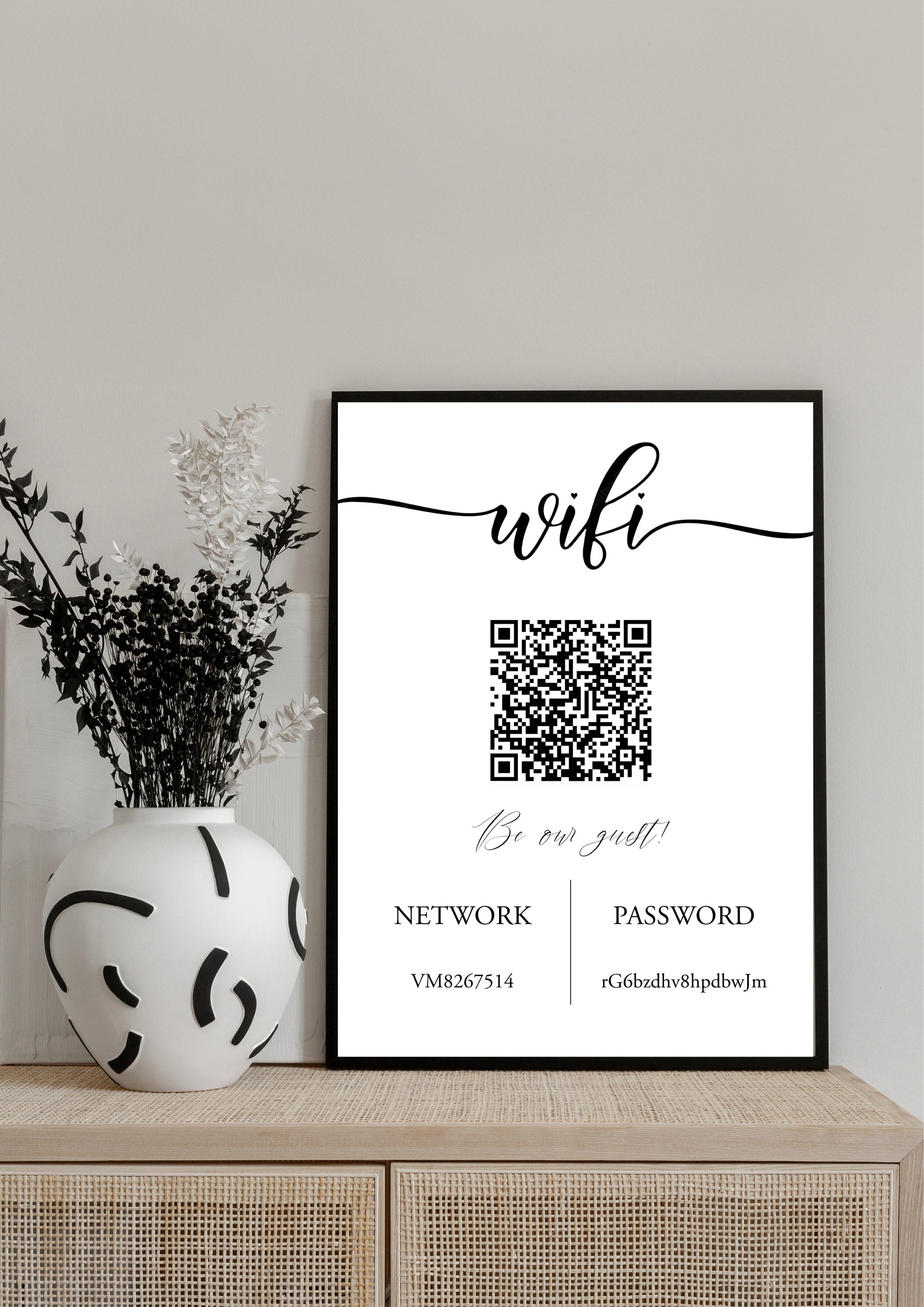 Minimalist Wifi Sign With QR Code, Digital Download, Personalisable ...