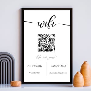 Minimalist Wifi Sign With QR Code, Physical Download, Customisable Wifi ...