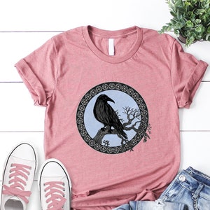 Raven Lover Shirt, Scandinavian Tree Shirt, Gift for Men, Raven Woman ...