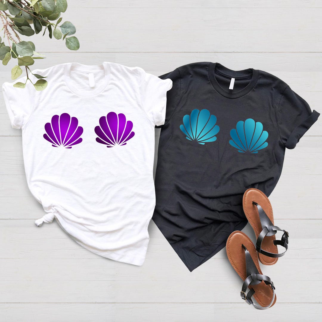 Cute Seashell Bra Shirt, Funny Seashell Bra Shirt, Funny Vacation Shirt ...