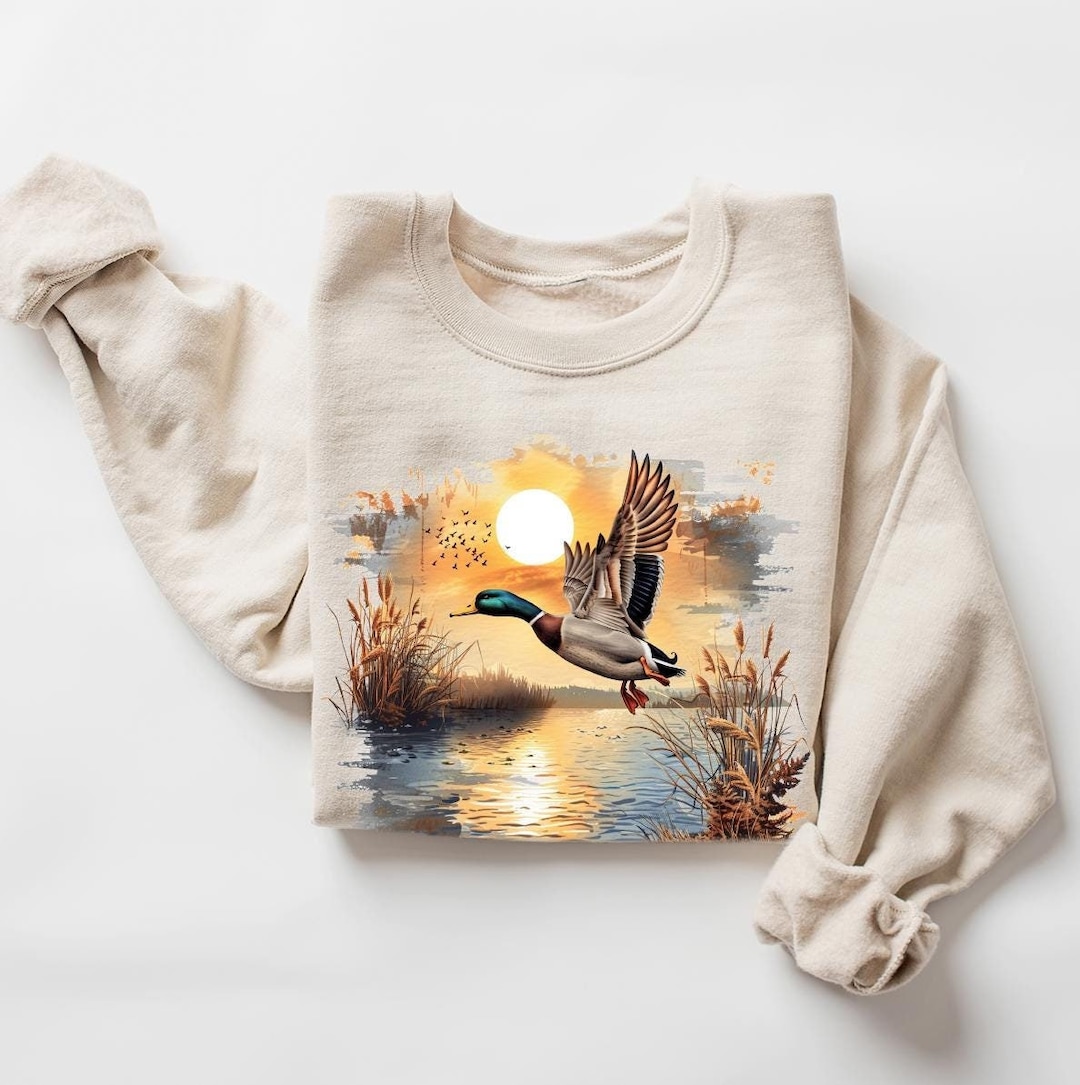 Retro Mallard Duck Sweatshirt: 90s Fall Pond Scene - Etsy