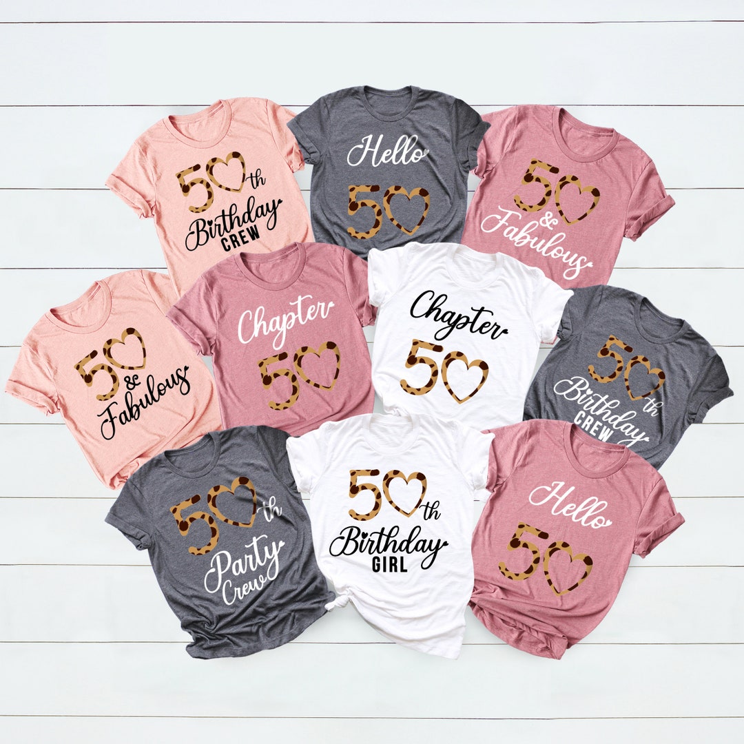 50th Birthday Shirt, 50th Birthday Crew Shirt for Woman Leopard Print ...