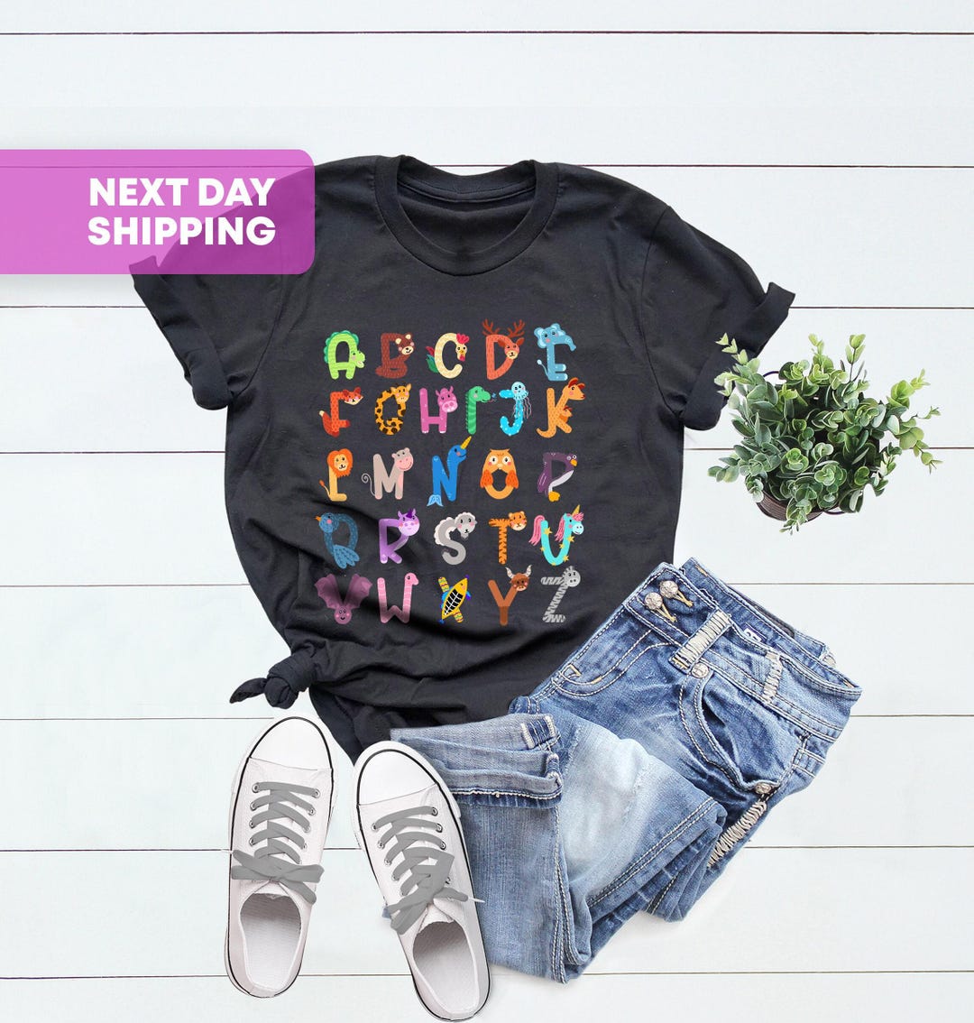 Alphabet Shirt, Animals Alphabet T-shirt, Kindergarten Teacher Shirt ...