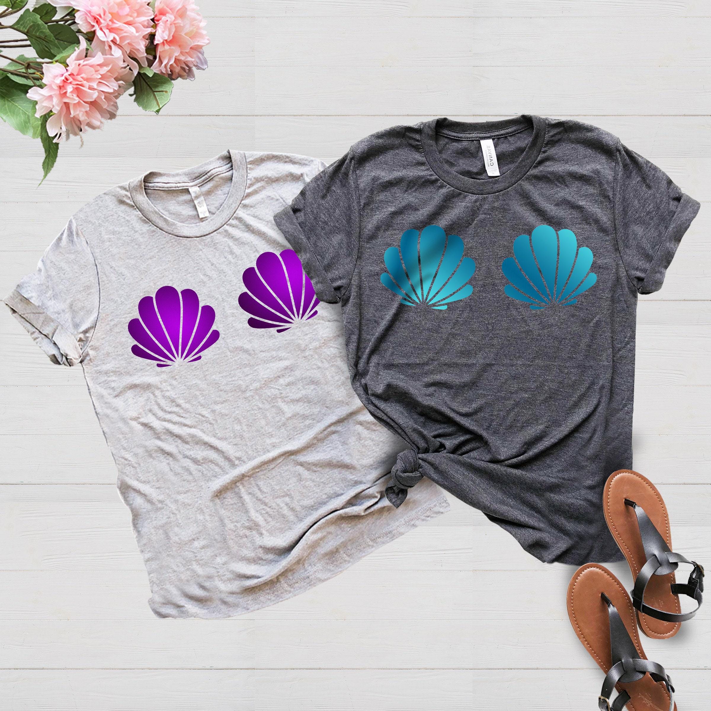 Cute Seashell Bra Shirt, Funny Seashell Bra Shirt, Funny Vacation Shirt ...