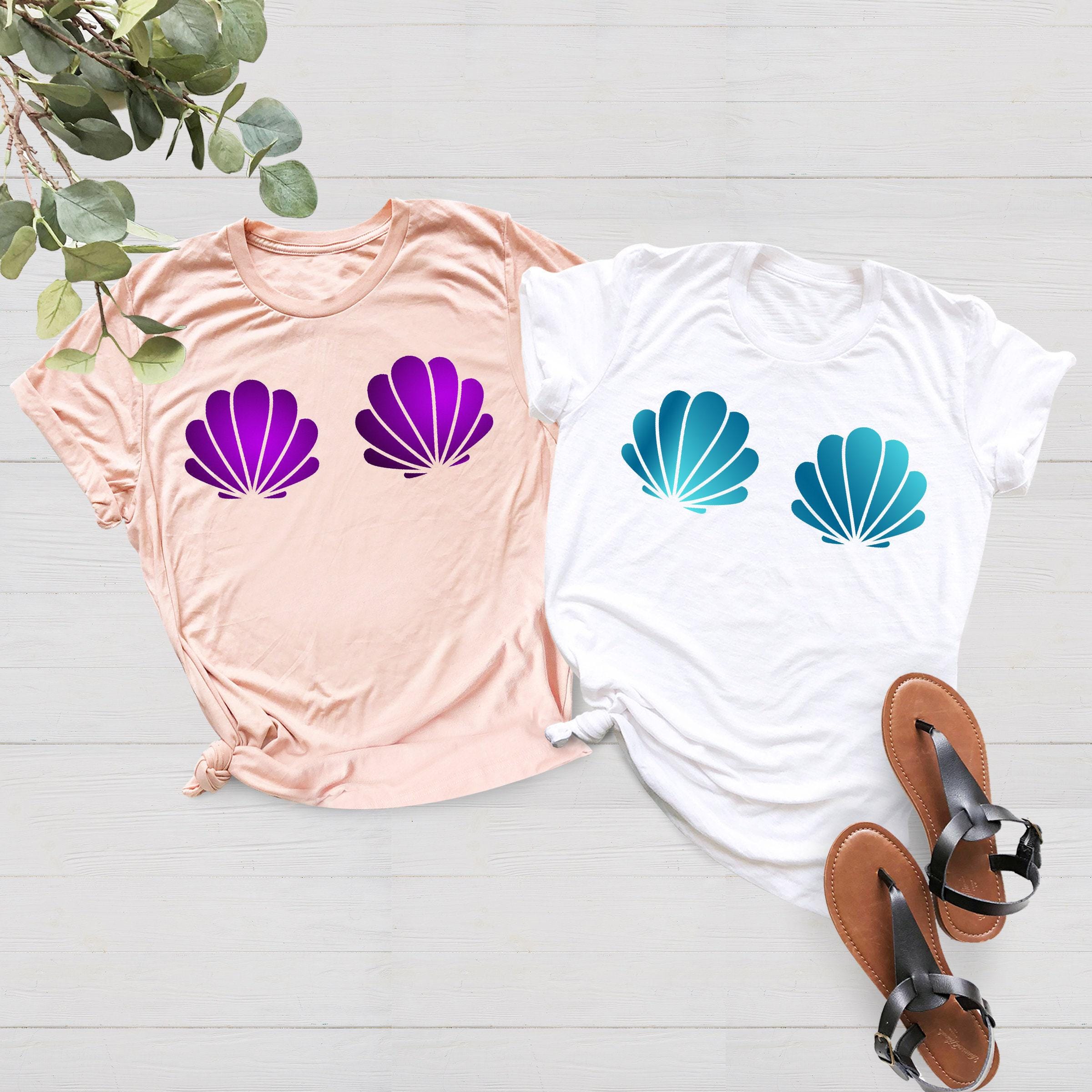 Cute Seashell Bra Shirt, Funny Seashell Bra Shirt, Funny Vacation Shirt ...