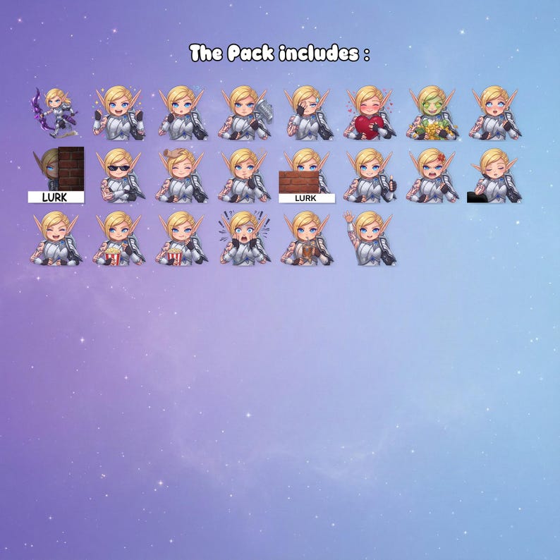 Alleria Windrunner 20+2 Bonus Emote Pack | World of Warcraft Chibi Elf ...