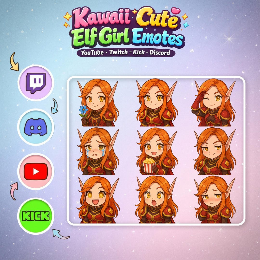 World of Warcraft Lady Liadrin Emote Pack – 12 Chibi Elf PNG Stickers ...