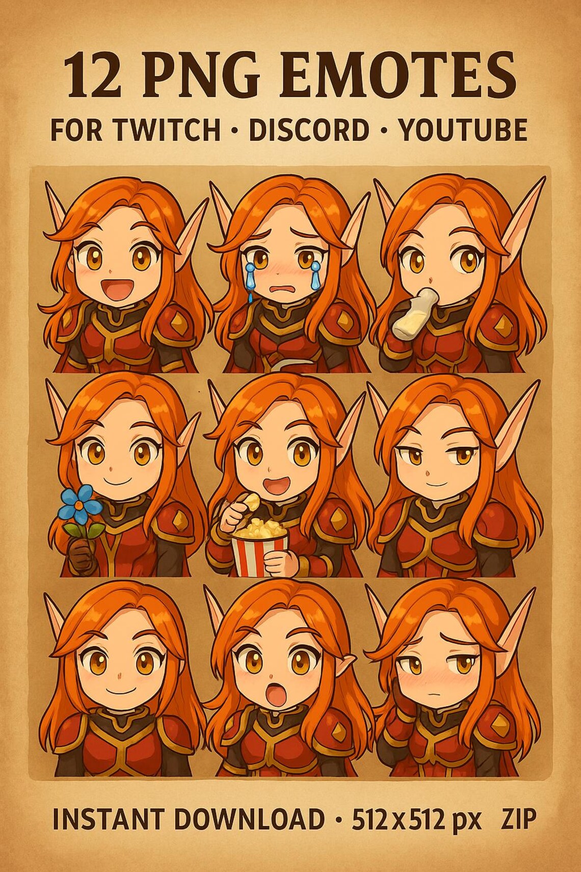 Chibi Elf Emotes Pack Vol.2 – 12 Cute Fantasy Twitch, Discord & Youtube ...