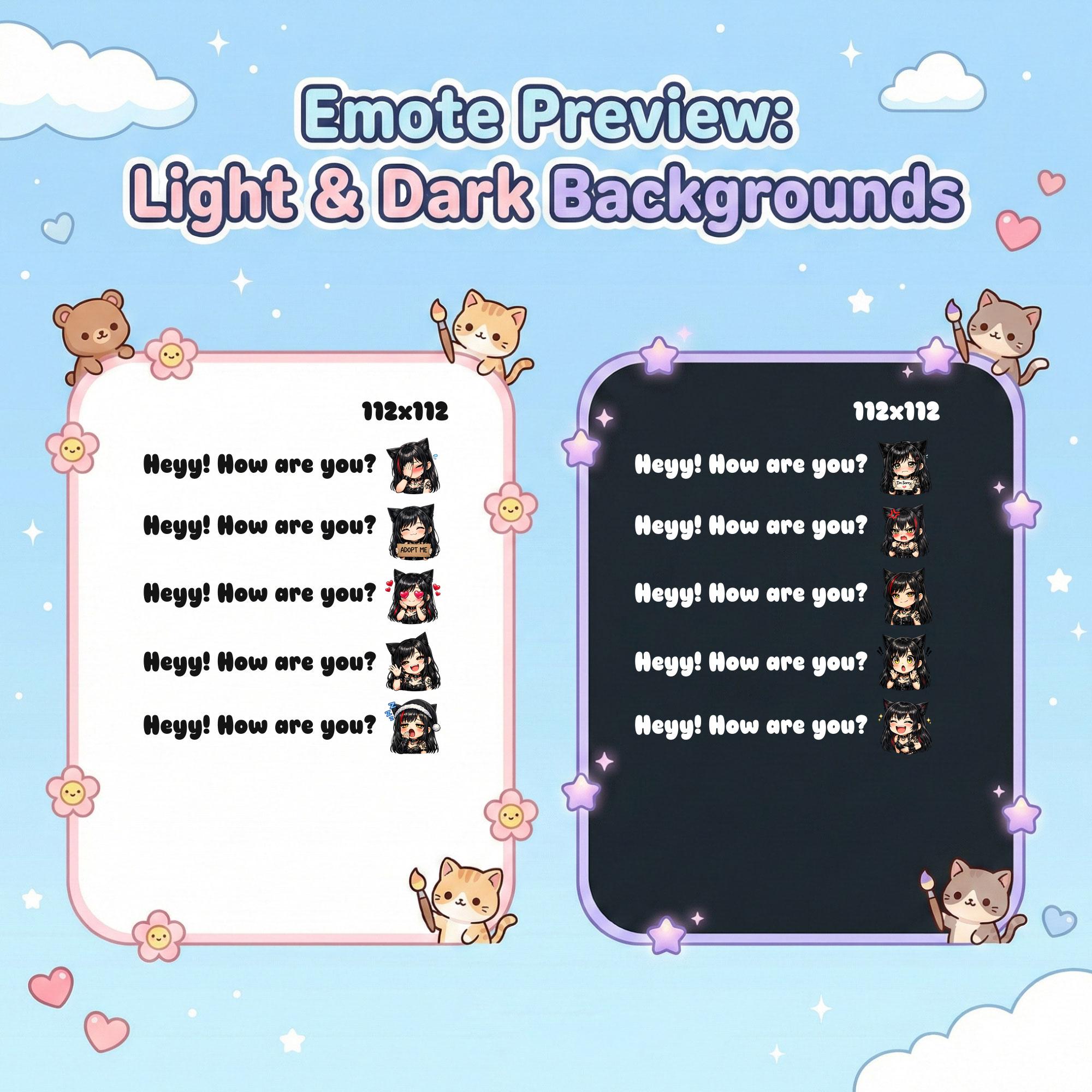 Kawaii Catgirl Emotes Pack (20+1) | Cute Anime Cat Girl Twitch Emotes ...