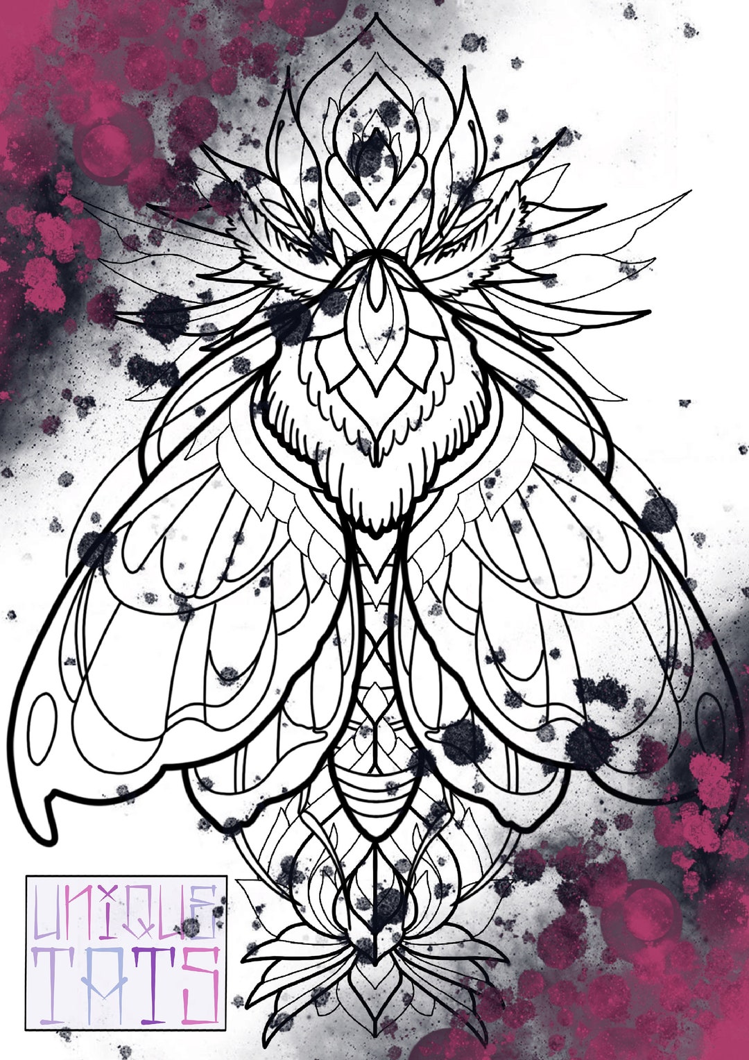 Tattoo Design Moth Mandala 1, Unique, Printready, Download, Ready to ...
