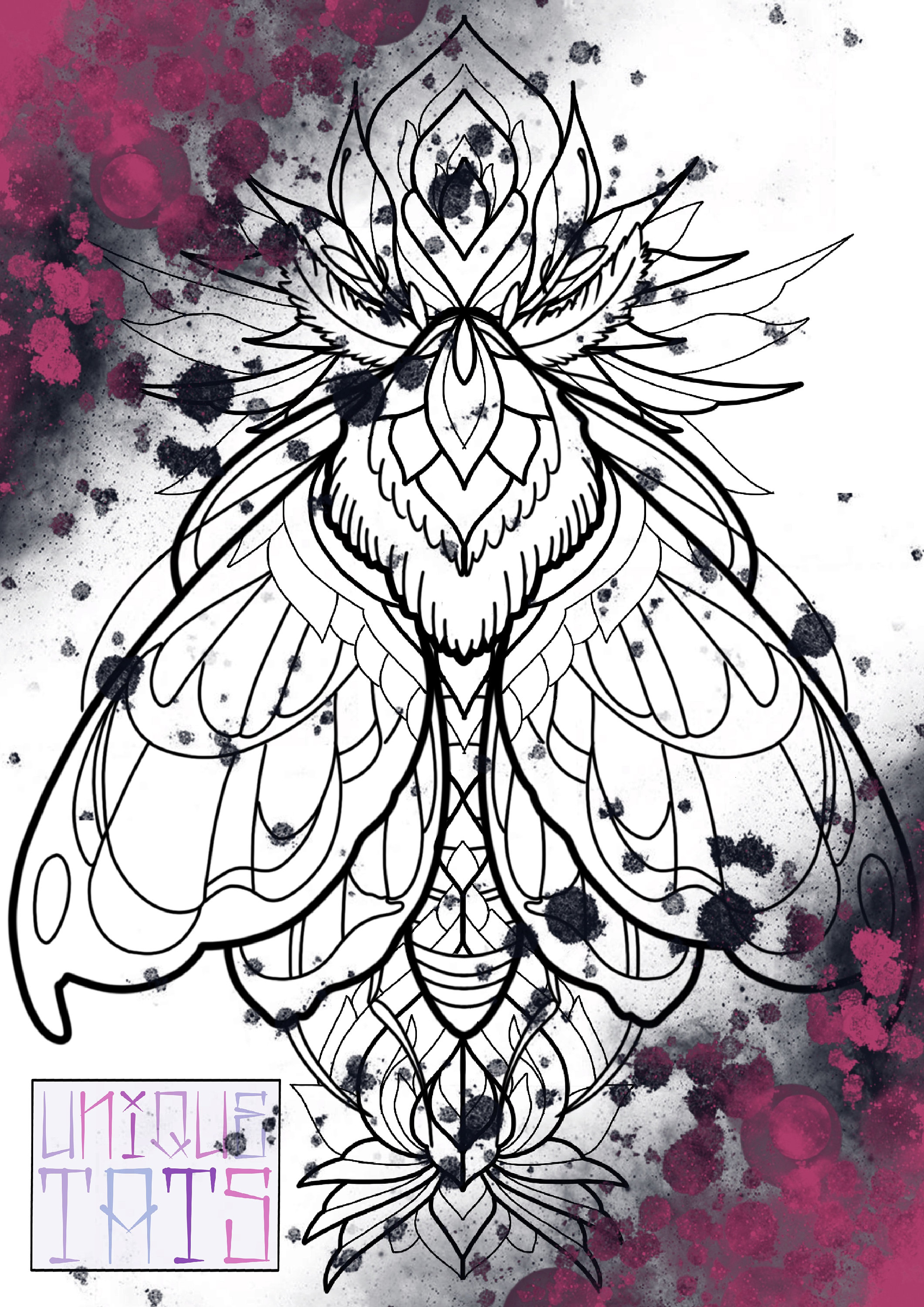 Tattoo Design Moth Mandala 1, Unique, Printready, Download, Ready to ...