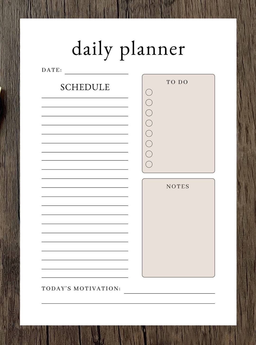 Daily Planner Printable PDF A5 Minimalist Planner Digital - Etsy