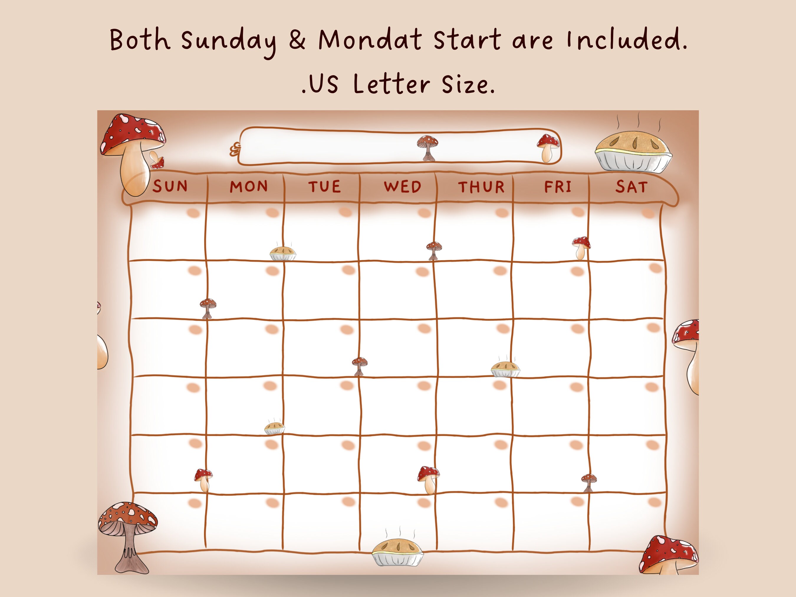 Undated Fall Digital Calendar/ Printable Calendar/ Cute - Etsy