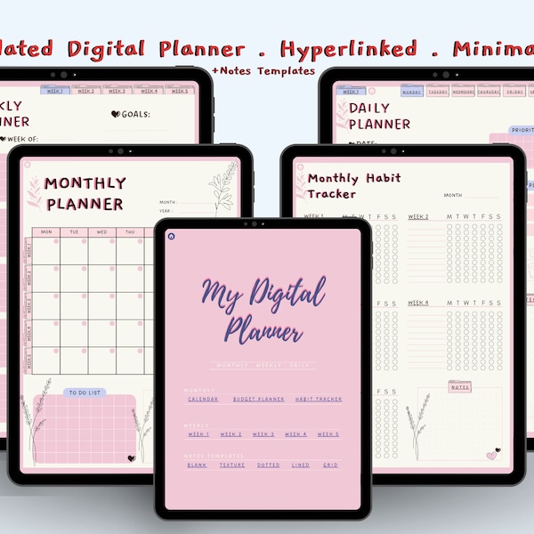 Undated Digital Planner Portrait - Etsy