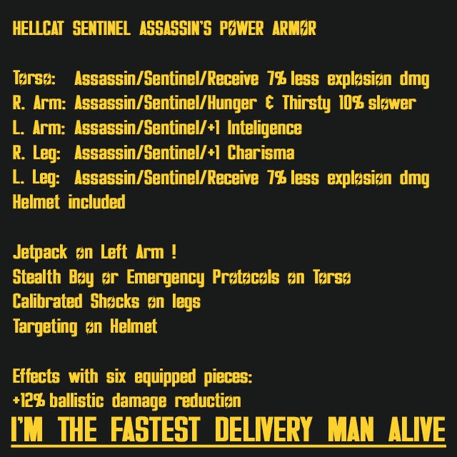 Fallout 76 XBOX HELLCAT ASSASSIN Sentinel Power Armor Set - Etsy