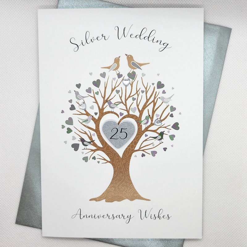 Silver Wedding Cards - Etsy UK