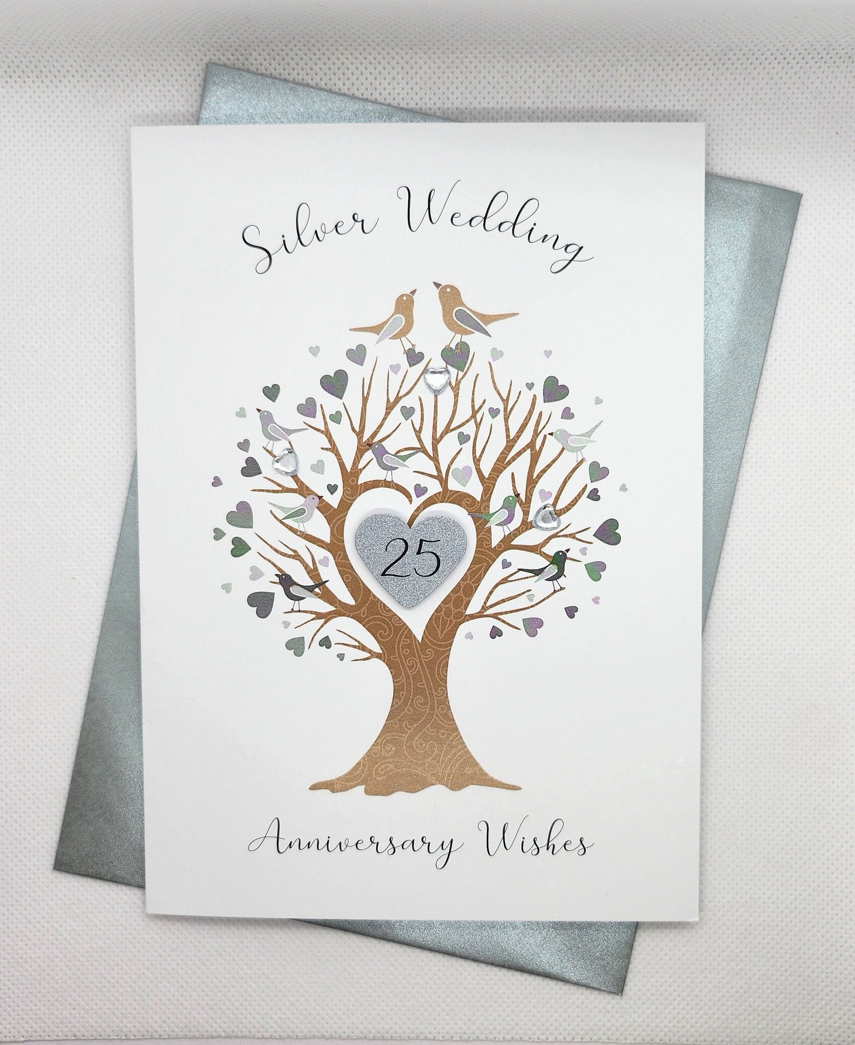 Silver Wedding Anniversary Card - 25th Wedding Anniversary Card - 3D ...