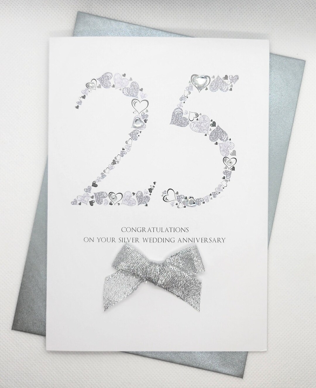 Silver Wedding Anniversary Card 25th Wedding Anniversary Card 3D Luxury ...