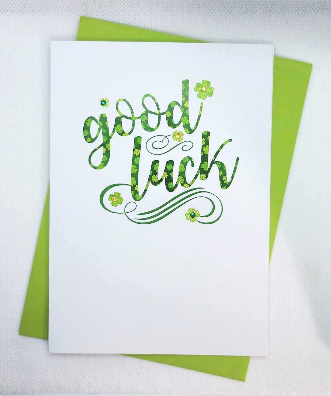 Good Luck Card Four Leaf Clover Good Luck Card 3D Good Luck Card ...