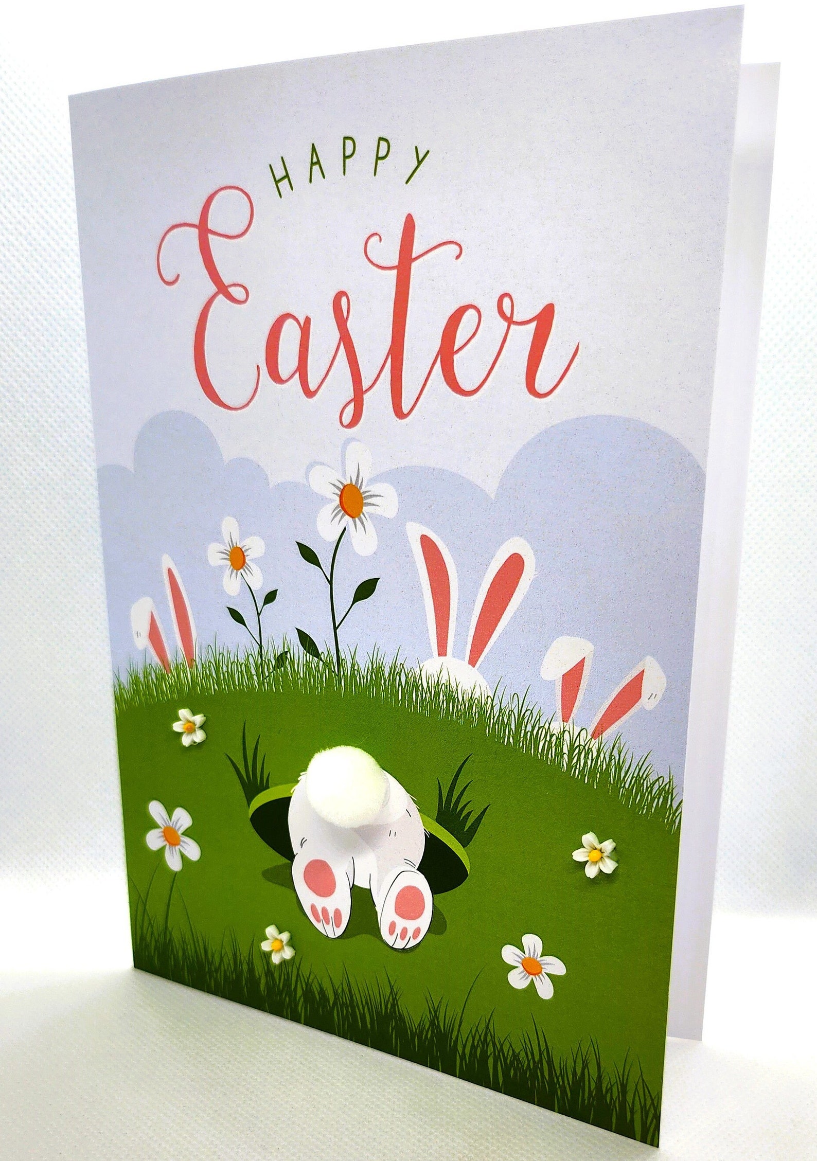 Cute Easter Card Cute Easter Rabbit Card Easter Bunny Card Special Easter Card Luxury Handmade ...